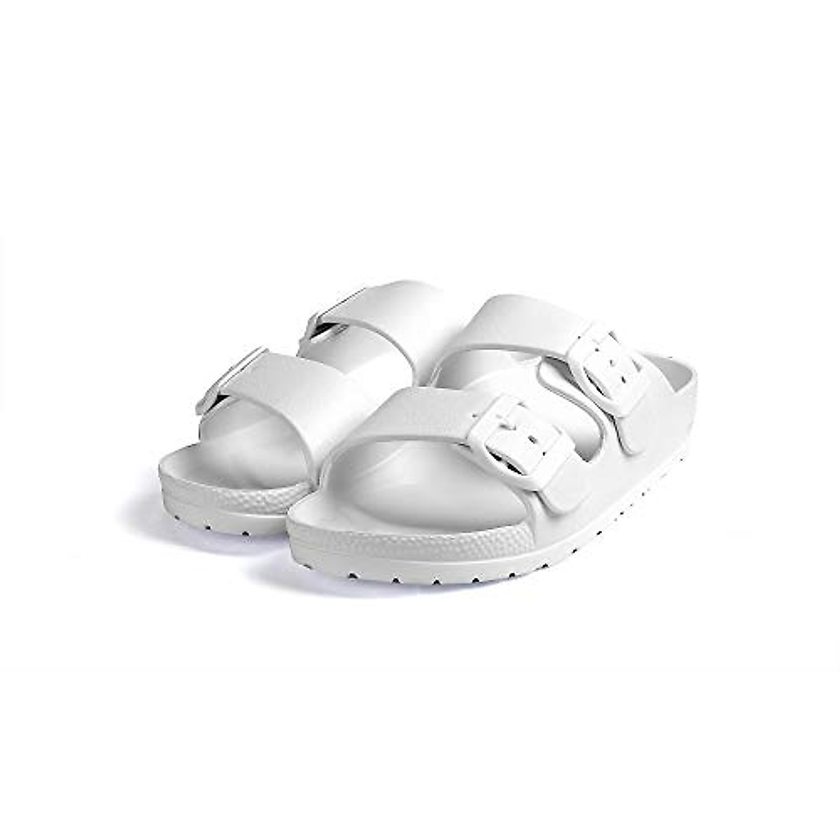 Qtdstz Women's Comfort Slides Summer Double Buckle Adjustable EVA Flat Sandals