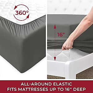 Mellanni Bed Sheet Set + Duvet Cover Set Bundle&Save - Hotel Luxury Bedding - Bundle Includes: 4pcs Bed Sheet Set and 5pcs Duvet Cover Set (Queen, Gray)