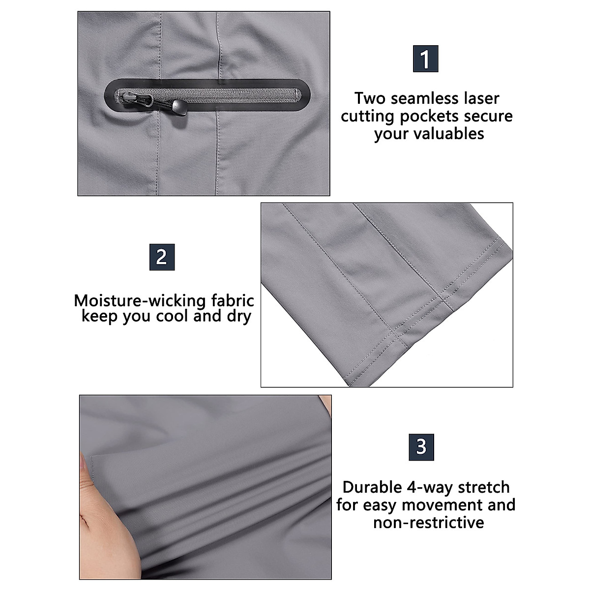 Little Donkey Andy Women's Ultra-Stretch Quick Dry Lightweight Ankle Pants Drawstring Active Travel Hiking Gray M