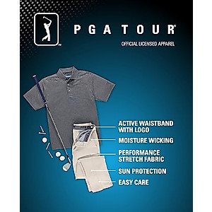 PGA Tour Men's Flat Front Active Waistband Golf Pant With A Classic Fit, Moisture-Wicking And Sun Protection (Sizes 30 - 54), Quiet Shade, 36W x 30L