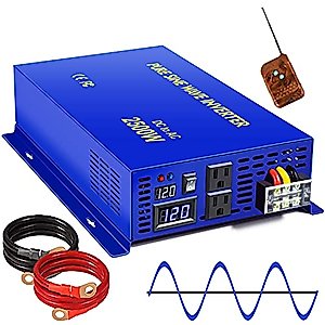 XYZ INVT 2500W Pure Sine Wave Inverter 24v to 110V 120V AC with Wireless Remote Switch, 5000 watt Surge, Power Inverter for Truck, RV Car Camping, Solar System, Grid Off.