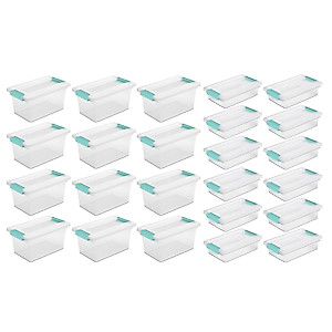 Sterilite Medium Clip Latch Lid Storage Container Tote, 12 Pack, and Small Clip Latch Lid Storage Container Tote, 12 Pack for Home Organization