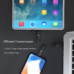 TEKISM MFi Certified 128GB Photo Stick for iPhone Flash Drive,USB Memory Stick Thumb Drives High Speed USB Stick External Storage Compatible with iPhone/iPad/iPod/PC