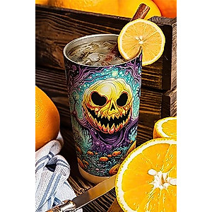 ORCAE 20oz Halloween Tumbler, Boo Boo Ghost, Ghost Tumbler, Trick or Treat, Pumpkin Ghost Tumbler Cup, Insulated Travel Mug with Lid, Coffee Thermos for Men, Women, Halloween Gifts - G