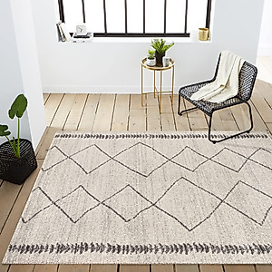 JONATHAN Y MOH203B-8 Zaina Moroccan Beni Souk Indoor Farmhouse Area-Rug Bohemian Minimalistic Geometric Easy-Cleaning Bedroom Kitchen Living Room Non Shedding, 8 X 10, Cream,Gray