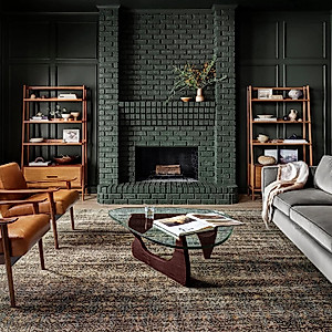 Rimdoc Triangle Glass Coffee Table Modern Noguchi Coffee Table, Vintage Glass, Wood End Table, Solid Wood Base and Clear Glass Top Accent Coffee Table, for Living Room, Patio(Upgraded Version)