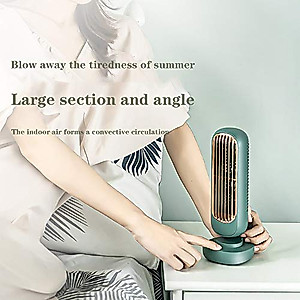 Juesi Mini Fan for Desk Bedroom, Personal Fan with 2 Blades Powerful for Cooling Office Room, Portable USB Rechargeable, Retro Vintage Tall Design, Low Noise Quiet (Green)