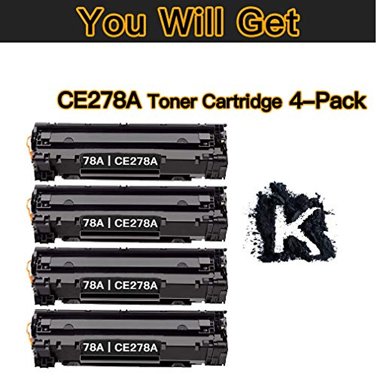 4-Pack Compatible 78A Printer Toner Cartridge CE278A Used for HP Laserjet Pro M1536dnf P1606dn P1606n P1566 M1537dnf M1538dnf M1539dnf (Black), Sold by Etechwork