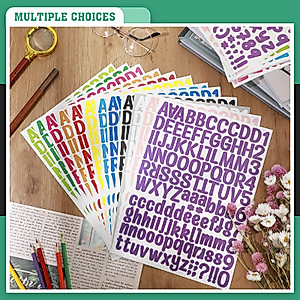 24 Sheets Self Adhesive Vinyl Letters Numbers Kit, Mailbox Stickers Waterproof Letter Stickers Sticky Address Number DIY Nmber Decal for Window Door Car Guitar, 12 Colors(Vivid Style)
