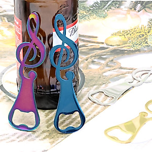 yueton 4PCS Musical Note Bottle Opener Keychain Stainless Steel Novelty Creative Beer Wine Bottle Opener Party Favors Backpack Pendant