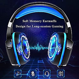 Gaming Headset for PS4 Xbox One PC PS5 Controller,Noise Cancelling Over Ear Headset with Microphone,Flip-to-Mute,Bass Surround Lightweight Headset Soft Memory Earmuffs for Laptop Mac
