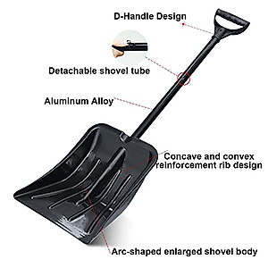 FEBOD Detachable Snow Shovel for Car,Portable Garden Shovel High Efficiency Snow Removal Tools Large Capacity Snow Shovel Pusher for Home Garage Yard
