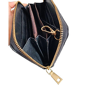 HUAMEIBANG Women's Wallet Genuine Leather RFID Lock Wallet Multi-card Bag Wallet Clutch Bag Wallet Zipper Pocket