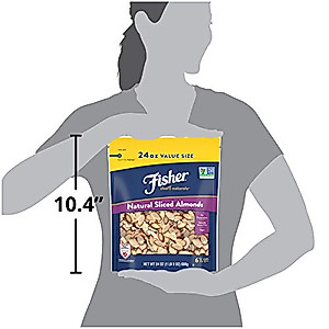 Fisher Chef's Naturals Unsalted Sliced Almonds 24oz (Pack of 1), Raw Nuts Perfect for Cooking, Baking & Snacking, Vegan Protein, Keto Snack, Gluten Free