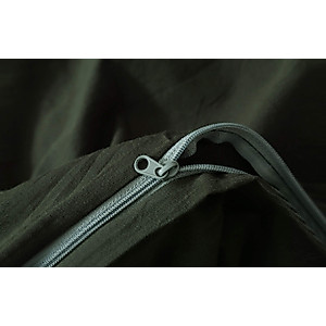 F.Y.Dreams 3Pcs Queen Size 100% Washed Cotton Duvet Cover Set,Fade-Resistant Linen Like,1 Duvet Cover 90x90 Inches with Zipper and 2 Pillowcases(NOT Suitable for Weighted Blankets),Forrest Green