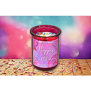 Happy Birthday Candle - Pink Magenta Jar, Sprinkles, Birthday Cake Scented Candles for Women, Girlfriend, Best Friends, Buttercream Vanilla Cake, Friendship Gift for Mom, Sister, Aunt, Coworker