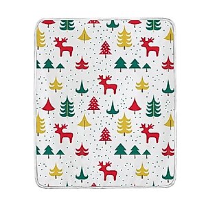 DreamBay Throw Blanket for Couch Sofa Bed Deer Fir Trees Merry Christmas Lightweight Blankets for Home Office Camping Travel Cozy Blanket 50x60 inches Washable