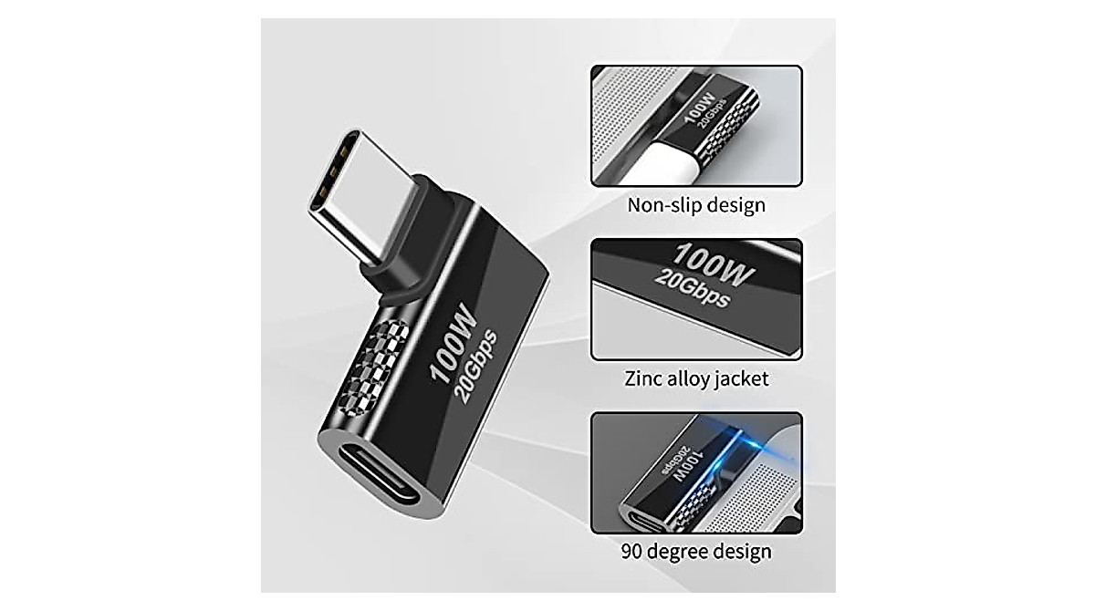 Duttek 90 Degree USB C Adapter PD 100w, Right Angle USB C Extender ...