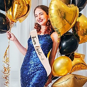 Jozlynn Team Bride Sash Set 1 White Bride to Be Sash and 6 Team Bride Sashes Bachelorette Party Supplies with Shiny Rose-gold Font Bachelorette Sash Bridesmaid Sashes for Bridal Party and Wedding (7)