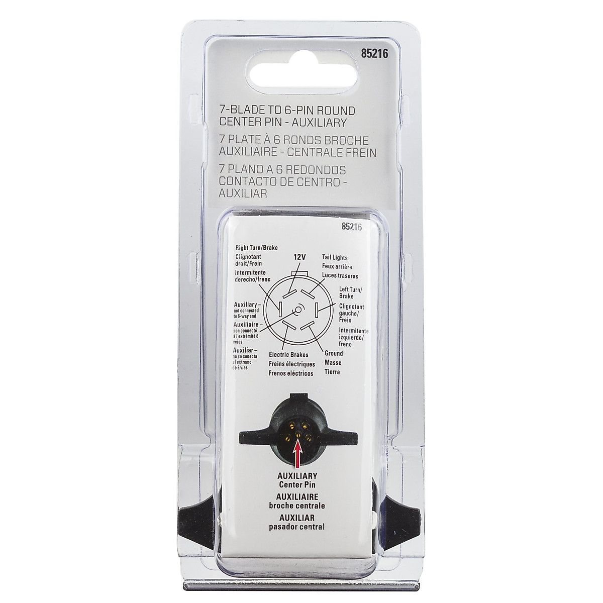 Reese Towpower 85216 7-Way Blade to 6-Pin Center Pin Auxiliary Adapter , Black