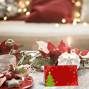 Christmas Table Place Cards - Holiday Party Food Tent Cards - Editable Table Name Card for All Occasions - Christmas/New Year Themed Baby Shower, Bridal Shower Decorations(09)