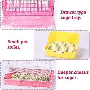 Fhiny 13.8'' x 9.9'' Disposable Guinea Pig Cage Liner, 100 PCS Plastic Rabbit Tray Liner Leak Proof Small Animal Litter Pan Bags Universal Hamster Cage Toilet Film for Bunny Chinchilla Hedgehog Bird