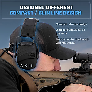 AXIL TRACKR Noise Cancelling Ear Muffs – Mowing, Construction, & Shooting Ear Protection – Comfortable Ear Muffs for Noise Reduction – Sweat & Water Resistant Ear Protection for Shooting