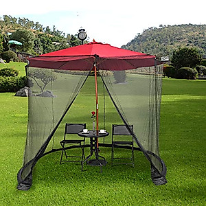 Tangkula 9/10FT Patio Umbrella Screen, with Zipper Door and Polyester Mesh Netting, Height and Diameter Adjustable, Suitable for Outdoor Patio Camping Umbrella