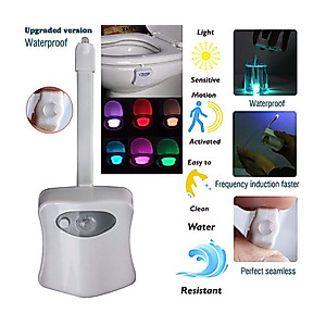 The Original Toilet Night Light Gadget, Fun Bathroom Lighting Add on Toilet Bowl Seat, Motion Sensor Activated LED 9 Color Modes - Weird Novelty Funny Birthday Gag Gifts for Men, Dad, Kids & Toddlers