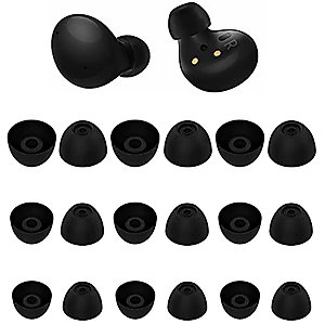 Rqker Ear Tips Compatible with Galaxy Buds 2 Earbuds SM-R177, 9 Pairs S/M/L Sizes Soft Silicone Replacement Ear Tips Earbud Tips Eartips Compatible with Galaxy Buds 2 Earbuds SM-R177, 9 Pairs Black