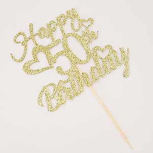 Happy 50th Birthday Cake Topper for 50th Birthday Party Decorations Supplies Gold Glitter