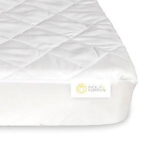 Pickle & Pumpkin 1 pack Waterproof Pack N Play Mattress Cover | Soft & Fitted Mini Crib Mattress Protector Waterproof for Pack N Play Mattress, Playard, Portable Crib | Microfiber Mattress Protector