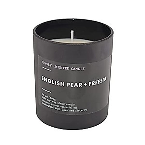 SunSest Scented Candle - English Pear & Freesia - Surprising Gifts -All Natural Soy Wax and 100% Pure Essential
