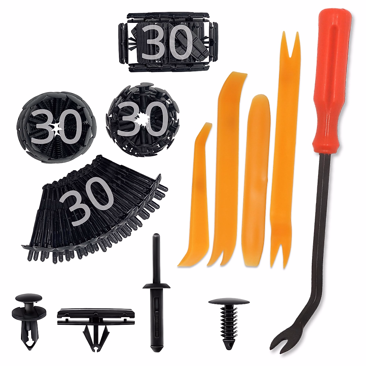 4 in 1 Wrangler Grille Fastener Retainer Clips, Fender Flare & Rocker Moulding Push-Type Clip, Fit 2007-2022 Wrangler&2005-2010 Grand Cherokee-125PCS