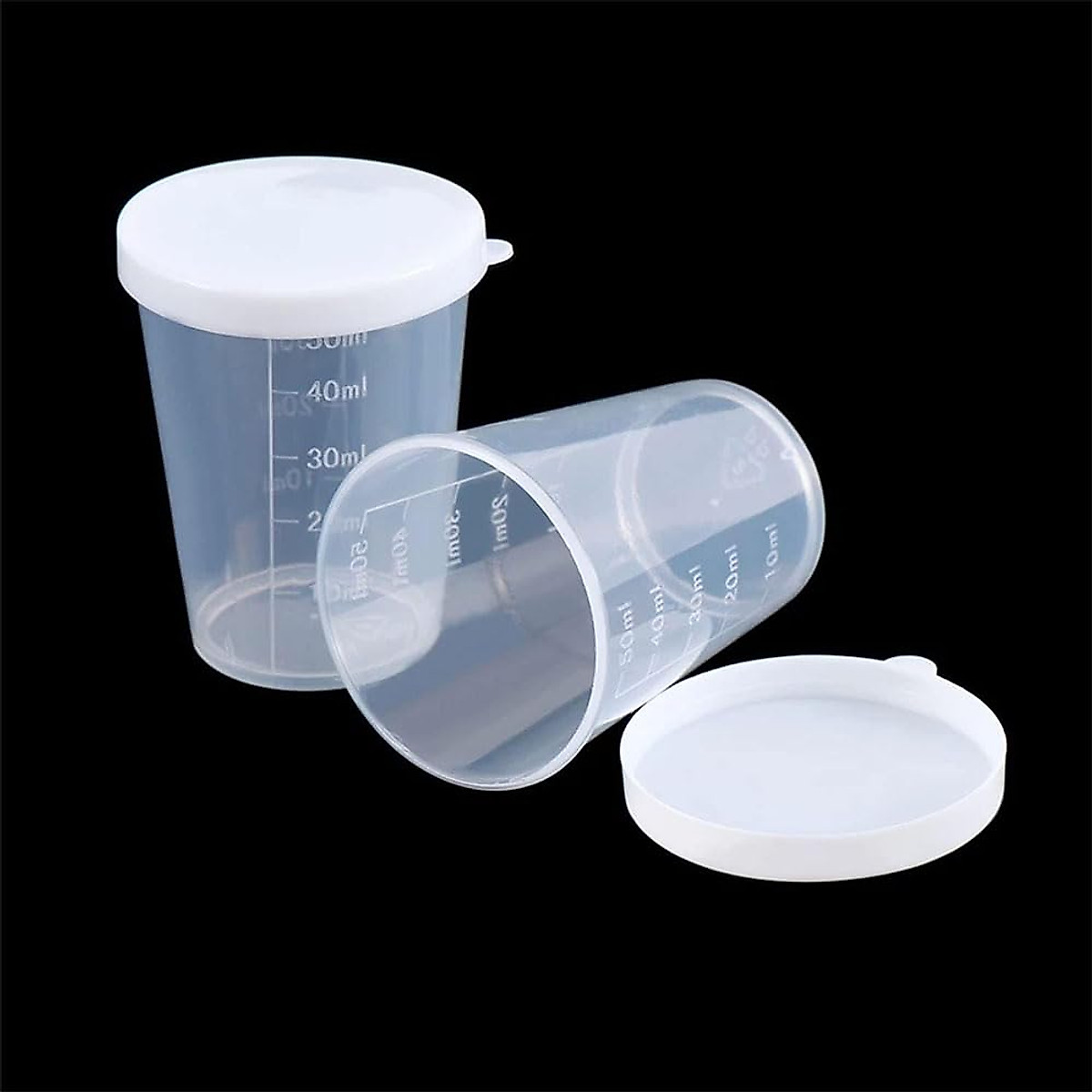 HUAXIUZH 10Pcs 50ml Plastic Transparent Measuring Cups With Lid Test Calibration Liquid Container Measuring Tools