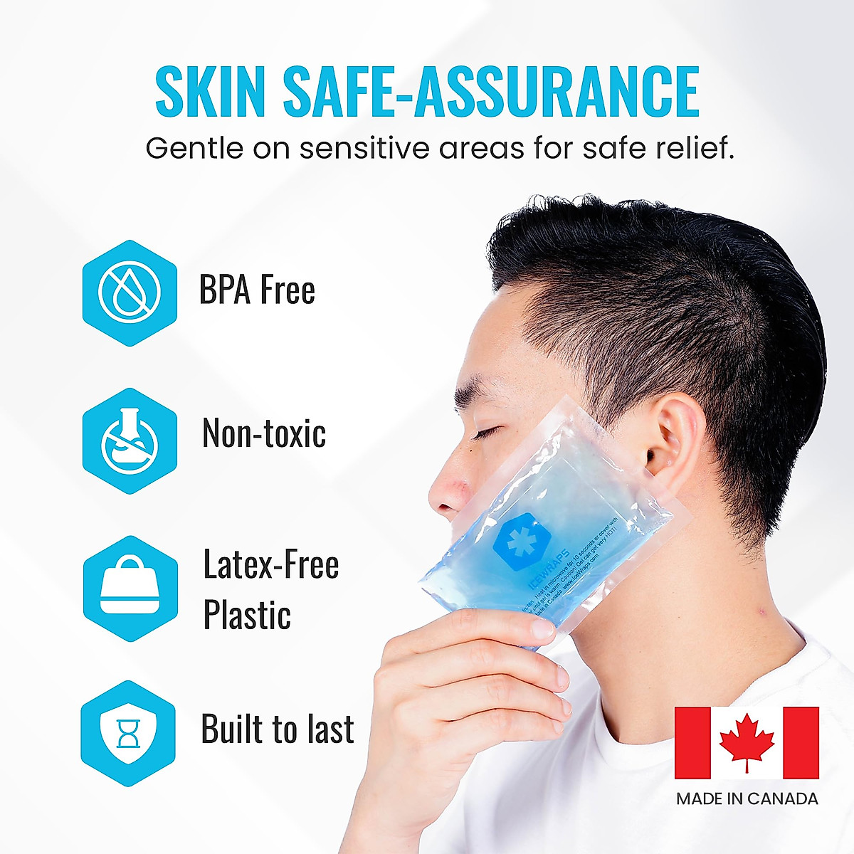 ICEWRAPS Hot & Cold Ice Packs - 3 x 5 in. Soft Gel Ice Packs – Reusable for Injuries Headaches, Joints, Fevers, & More – Made of Pro-Grade, Puncture-Proof Material (6 Packs)