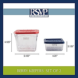 RSVP International Reusable Food Storage Collection Berry Keeper Set, Red 5.125x4.125, Blue 4.25x2.125
