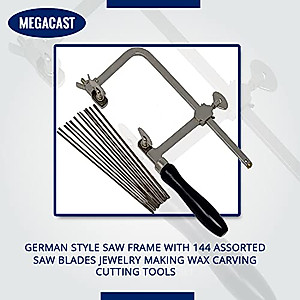 Megacast GERMAN STYLE JEWELERS SAW FRAME with 144 ASSORTED JEWELERS SAW BLADES