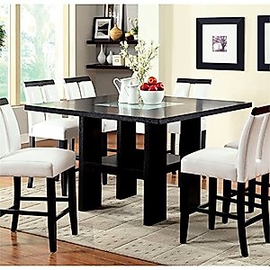 BOWERY HILL Contemporary Wood Counter Height LED Dining Table in Black