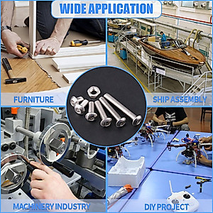 Glarks 230Pcs M3 Stainless Steel Allen Hex Drive Button Head Socket Cap Bolts Screws Nuts Assortment Kit (M3)