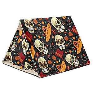 RATGDN Small Pet Hideout Dia De Muertos Sugar Skull Hamster House Guinea Pig Playhouse for Dwarf Rabbits Hedgehogs Chinchillas