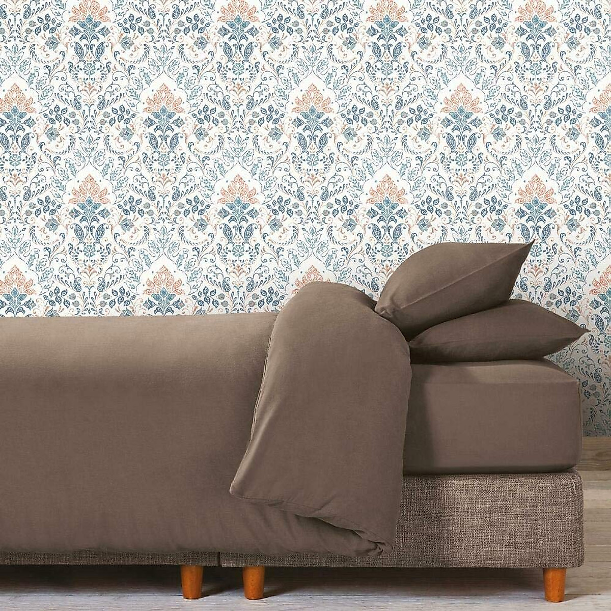 RoomMates RMK11833WP Orange and Blue Persian Damask Peel and Stick Wallpaper