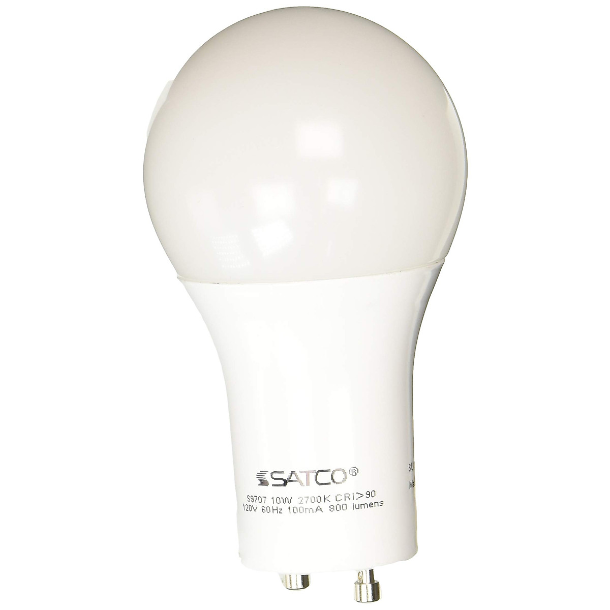 Satco S9707 GU24 LED Light Bulb A19, 2700K, Dimmable, 4.31 inches, Frosted White Finish