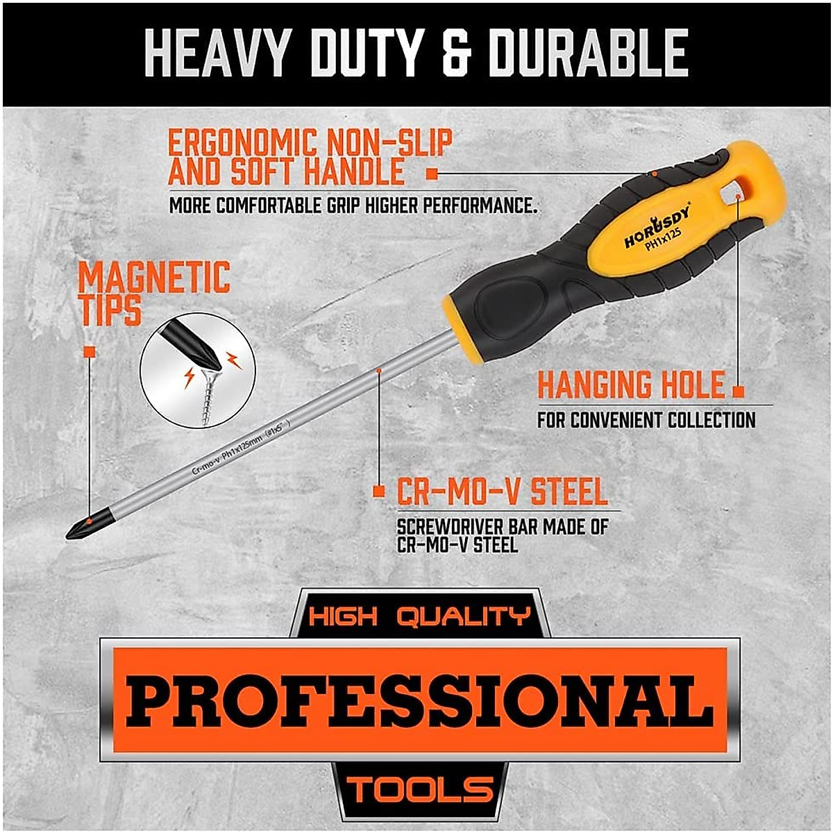 HORUSDY 58-piece Magnetic Screwdrivers Set with Case, Include Phillips, Slotted, Pozidriv, Square, Hexagon, Torx and Magnetizer demagnetizer Screwdriver Set for Tools for Men