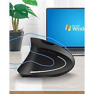 ASOYIOL Left Handed Mouse, Rechargeable Left Vertical Mouse Wireless -2.4G Left Hand Ergonomic Mouse with 6 Buttons Adjustable 800/1200/1600 DPI (Left Hand)