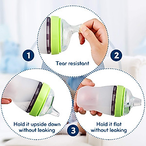 Nuanchu 4 Pieces Baby Bottle Nipples Baby Spout Nipples Variable Flow Baby Nipples Silicone Spout Nipples Compatible with Comotomo Baby Bottle, Fits for Babies Over 6 Months Old, Duckbill Cross