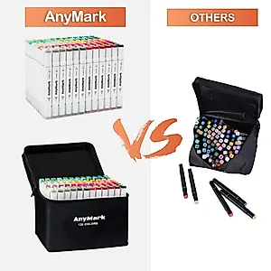 AnyMark 120 Colors Alcohol Markers, Markers Set, Dual Tip Alcohol Based Art Markers for Kids Adults Coloring Drawing, Chisel & Fine