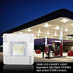 OSTEK LED Canopy Light 150W Gas Station Carport Ceiling Light 5700K, Outdoor Rated (600W HID/HPS Equivalent), 90-277V IP65 DLC & UL Listed