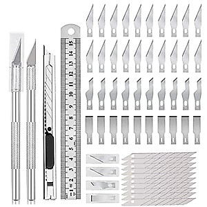 Precision Carving Craft Hobby Knife Kit Exacto Knife 40 Spare Knife Blades with 10 PCS Art Blades, for DIY Art Work Cutting, Scrapbooking, Stencil