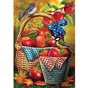 Harvest Apple Basket Fall Garden Flag Bluebirds Picnic 12.5"x18" Briarwood Lane